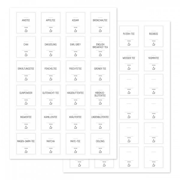 Tee-Etiketten (Set 48 Aufkleber für Tee) | aufkleberdrucker.de