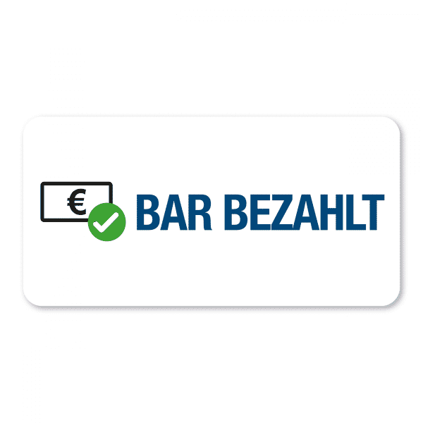 Aufkleber mit Piktogramm "BAR BEZAHLT"| aufkleberdrucker.de