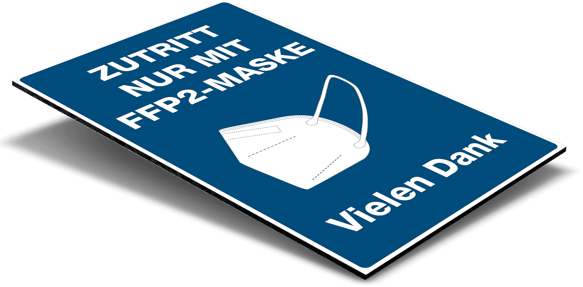 Schild Alu-Verbund signalblau Zutritt nur mit FFP2-Maske ...