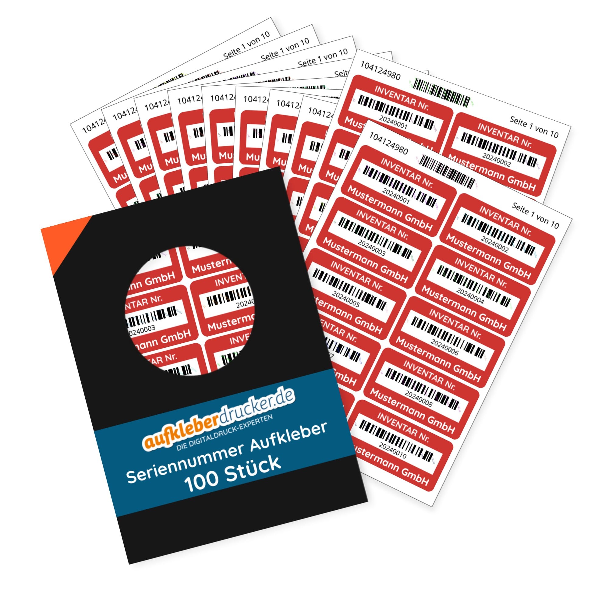 Seriennummer Aufkleber 100 Stück 48x24 mm | Aufkleberdrucker.ch