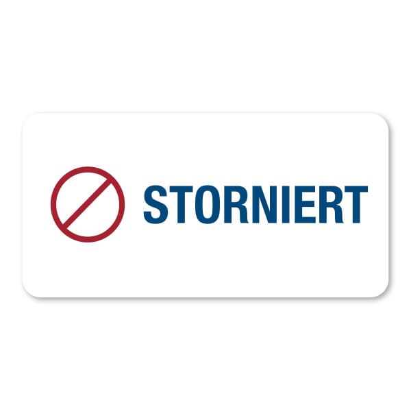 Aufkleber mit Piktogramm "Storniert" | Aufkleberdrucker.ch